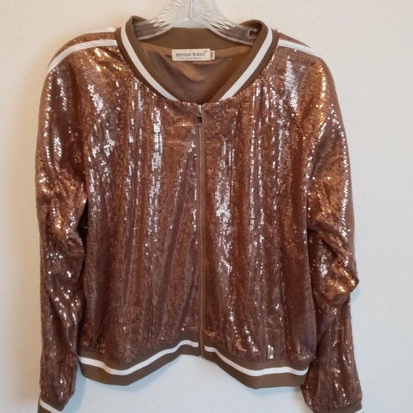 Anna Kaci | Jackets & Coats | Sparkle Shine Collection Sequin Bomber ...
